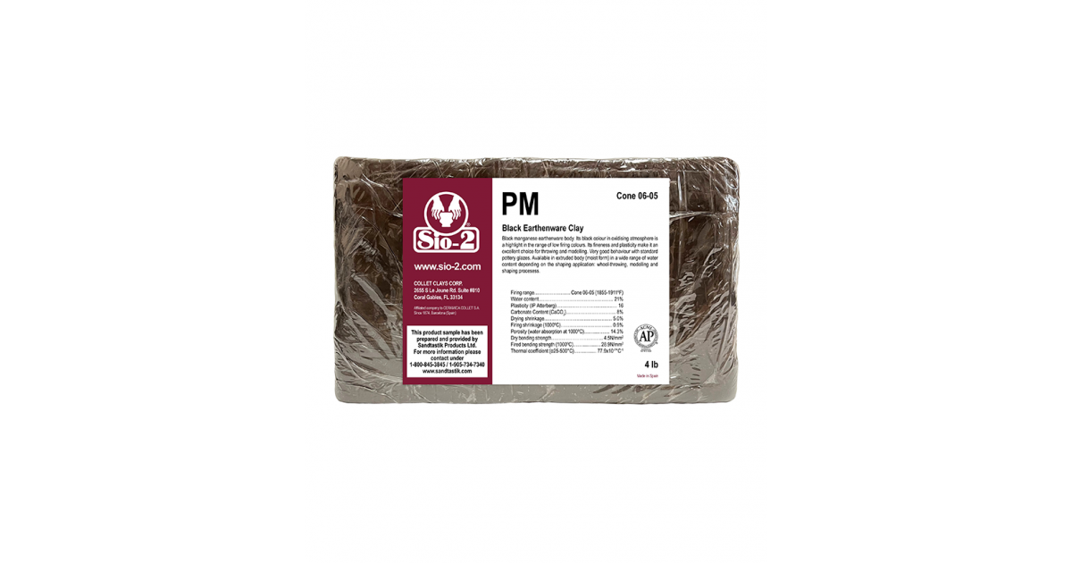SIO-2® PM Black Earthenware Low Fire Ceramic Clay Body, 4 lb Sample